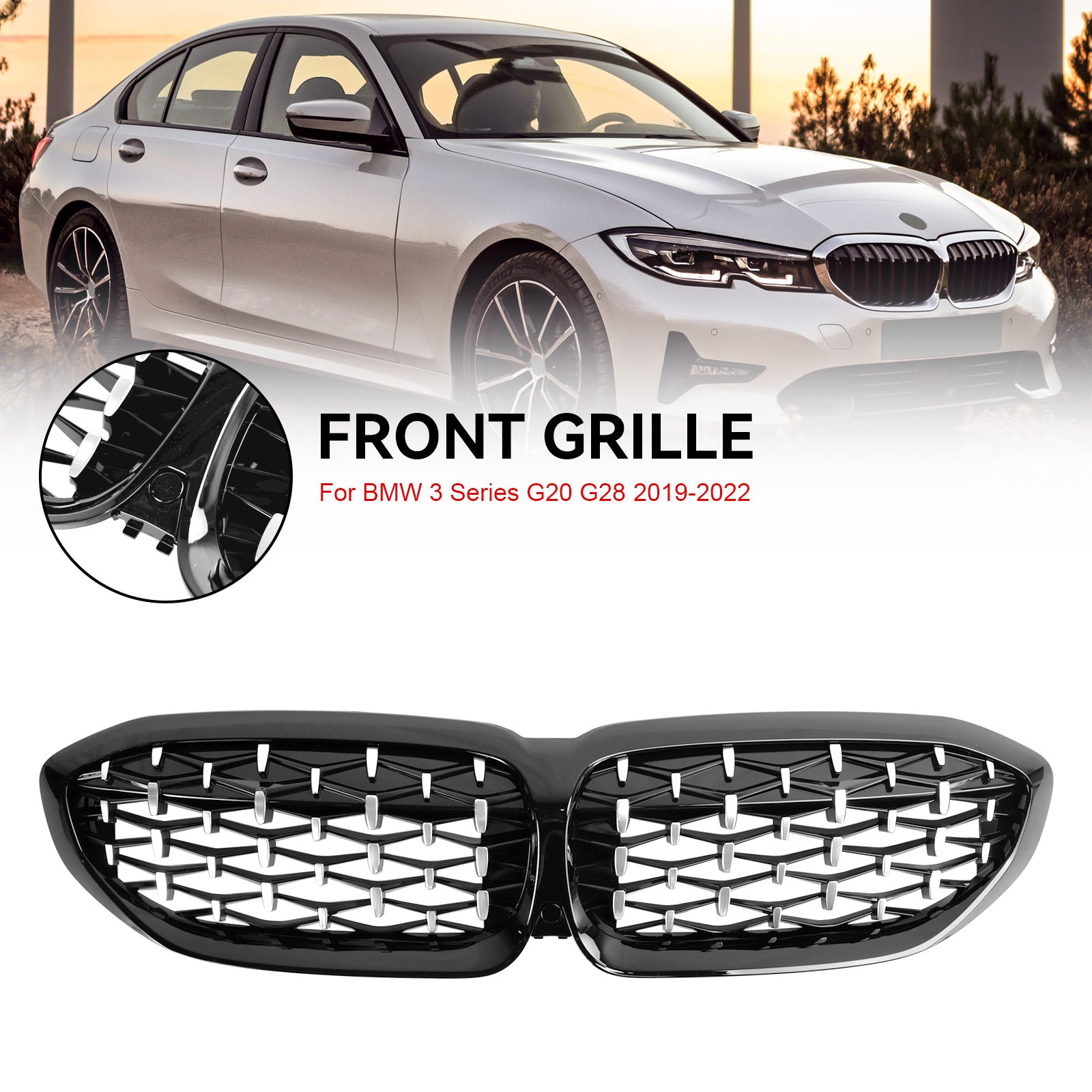 Diamond Kidney Grille Grill 51138072085 Pour BMW 3 Series G20 2019-202